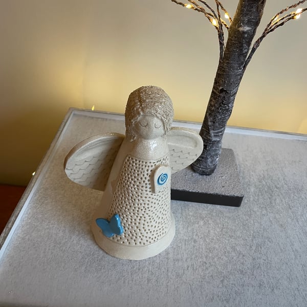 Celestial angel with blue heart coherence symbo... - Folksy