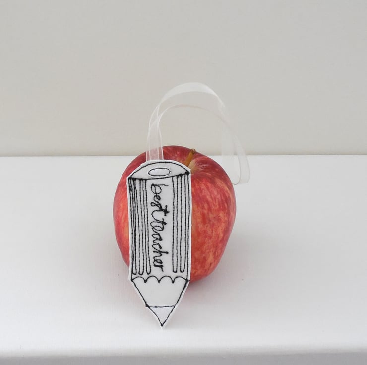 Best Teacher Fabric Pencil Tag - Folksy