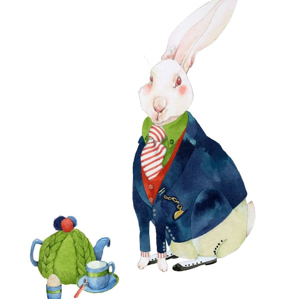 White Rabbit has Tea Giclee A4 print - Folksy