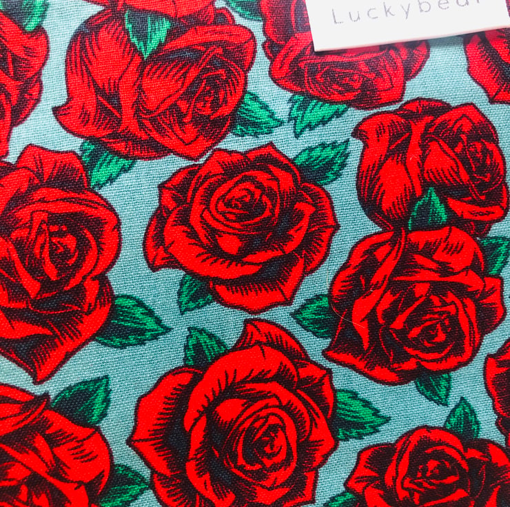 Fifties-style rose print zip pouch, bold floral... - Folksy
