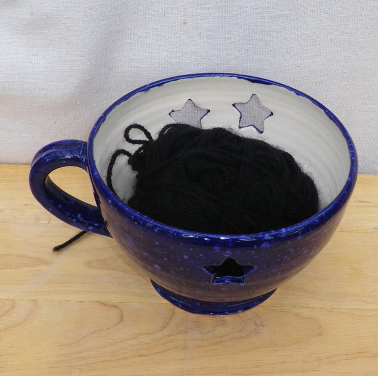 Yarn bowl cup knitting or crochet wool hand thrown - Folksy
