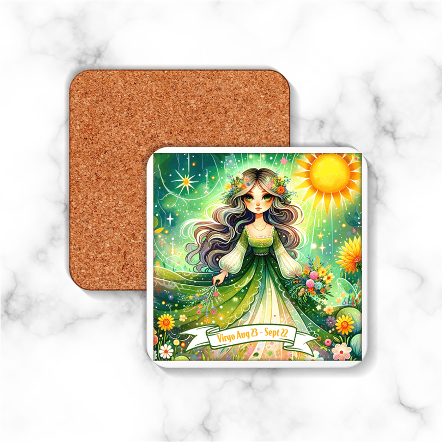 9cm square coaster - cute Virgo zodiac symbol... - Folksy
