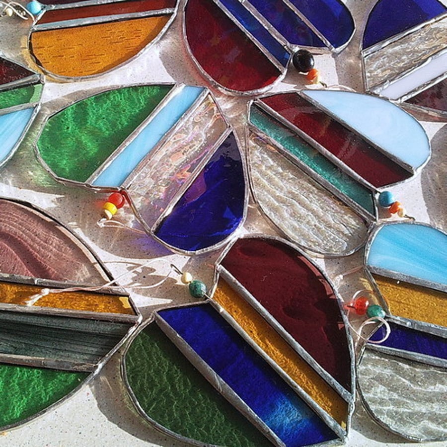 Large stained glass heart - Folksy