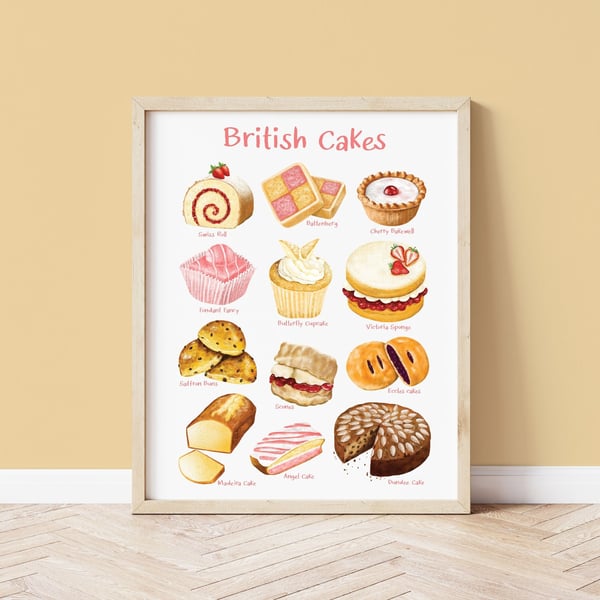 British Cakes Art Print - Folksy