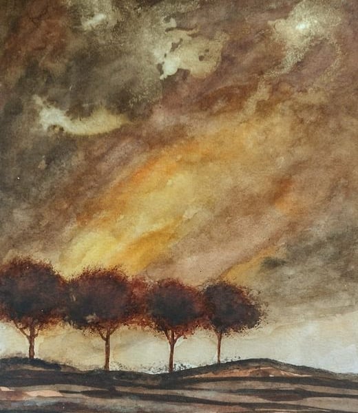 Abstract trees forest watercolour painting - Folksy