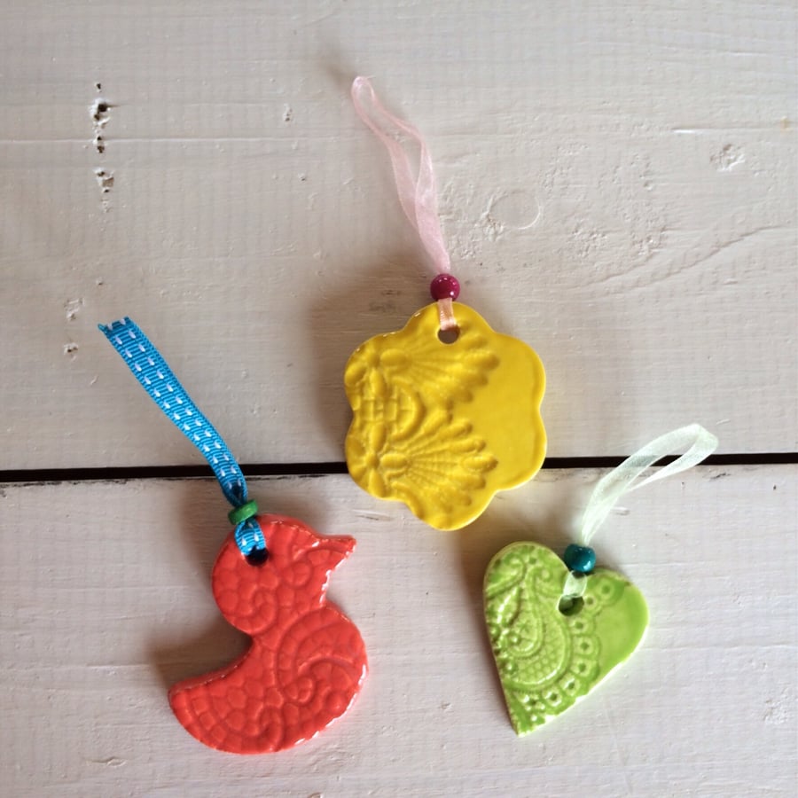 Seconds Sunday SALE Set of 3 Handmade Ceramic H... - Folksy