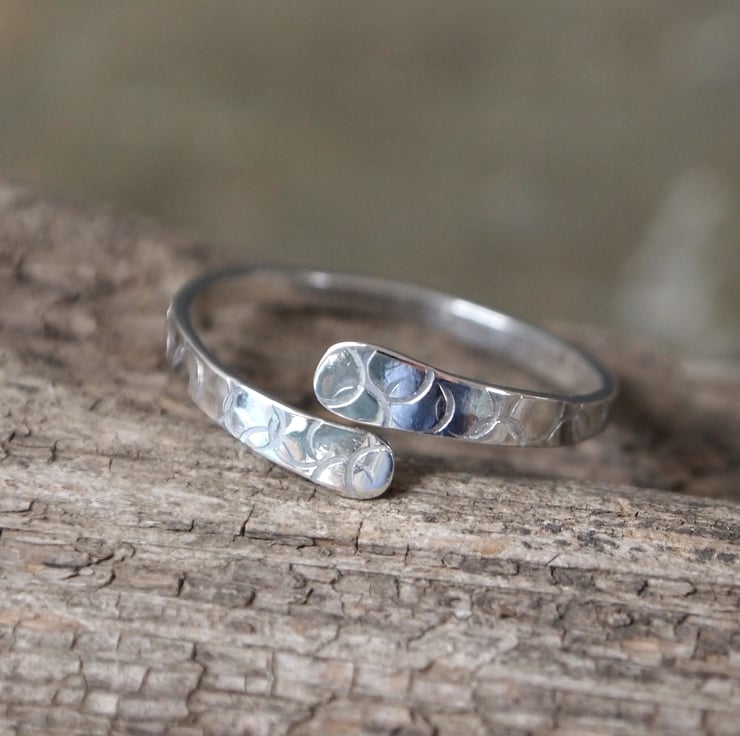 Silver ring, forged silver ring with bubbles te... - Folksy