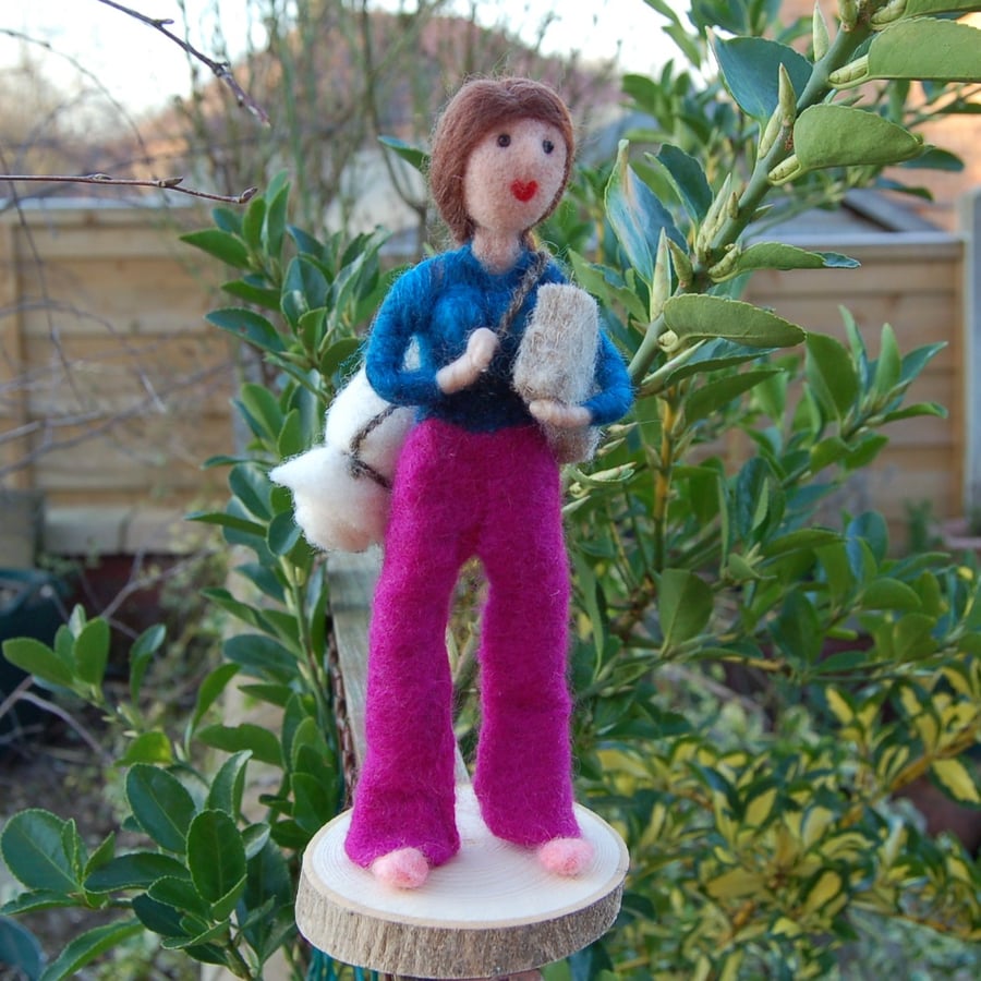 Needle felt art doll sculpture. Going to Yoga... - Folksy