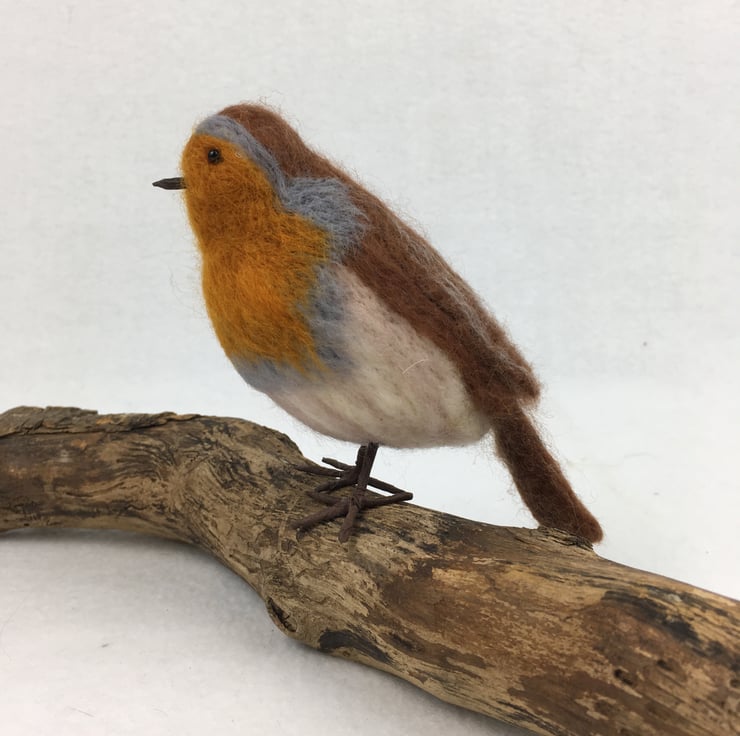 British garden birds, needle felted robin redbr... - Folksy
