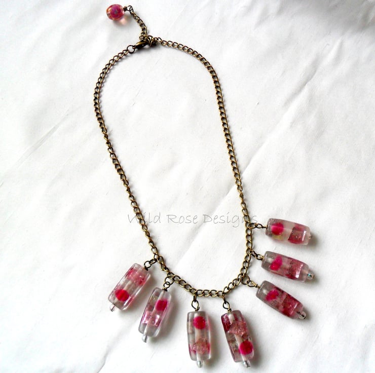 Pink drop necklace - Folksy