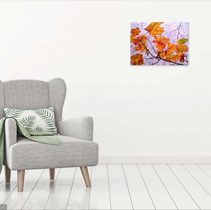 Autumn Leaves Modern Botanical Oil Painting Au... - Folksy