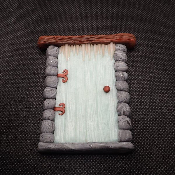 Ice blue polymer clay fairy door - Folksy