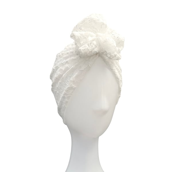 Summer Lace Women's Hair Turban White Alopecia ... - Folksy
