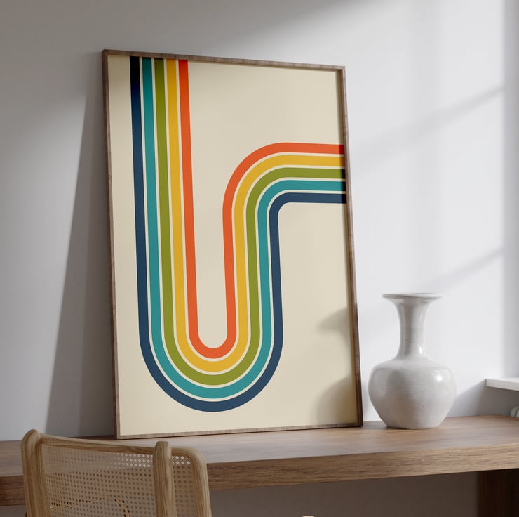 Geometric Retro Rainbow Poster R008 - Folksy
