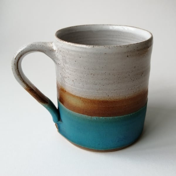 Handmade thrown pottery large mug turquoise blu... - Folksy