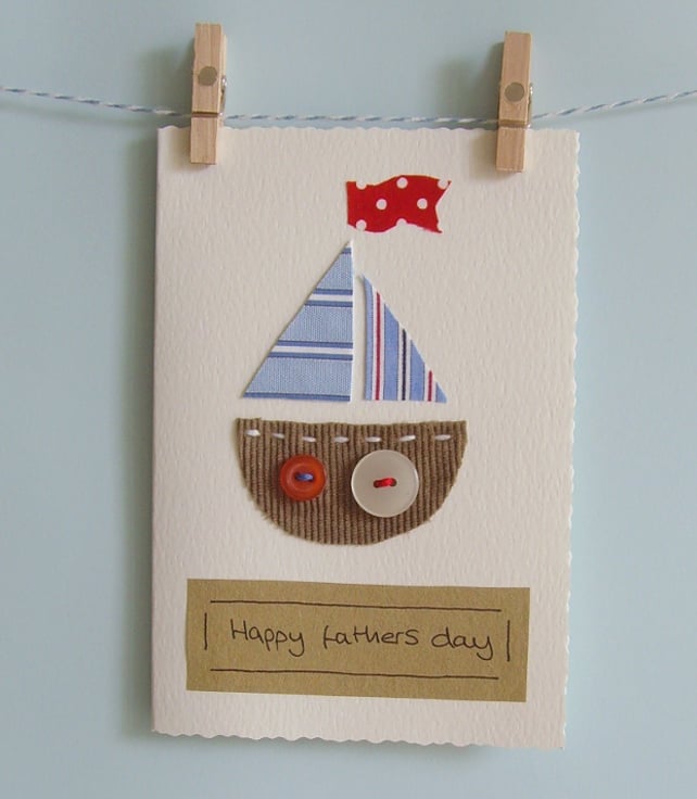 boys card Handmade boat - Folksy