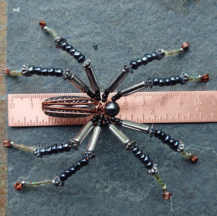 metallic bead and wire spider - Folksy