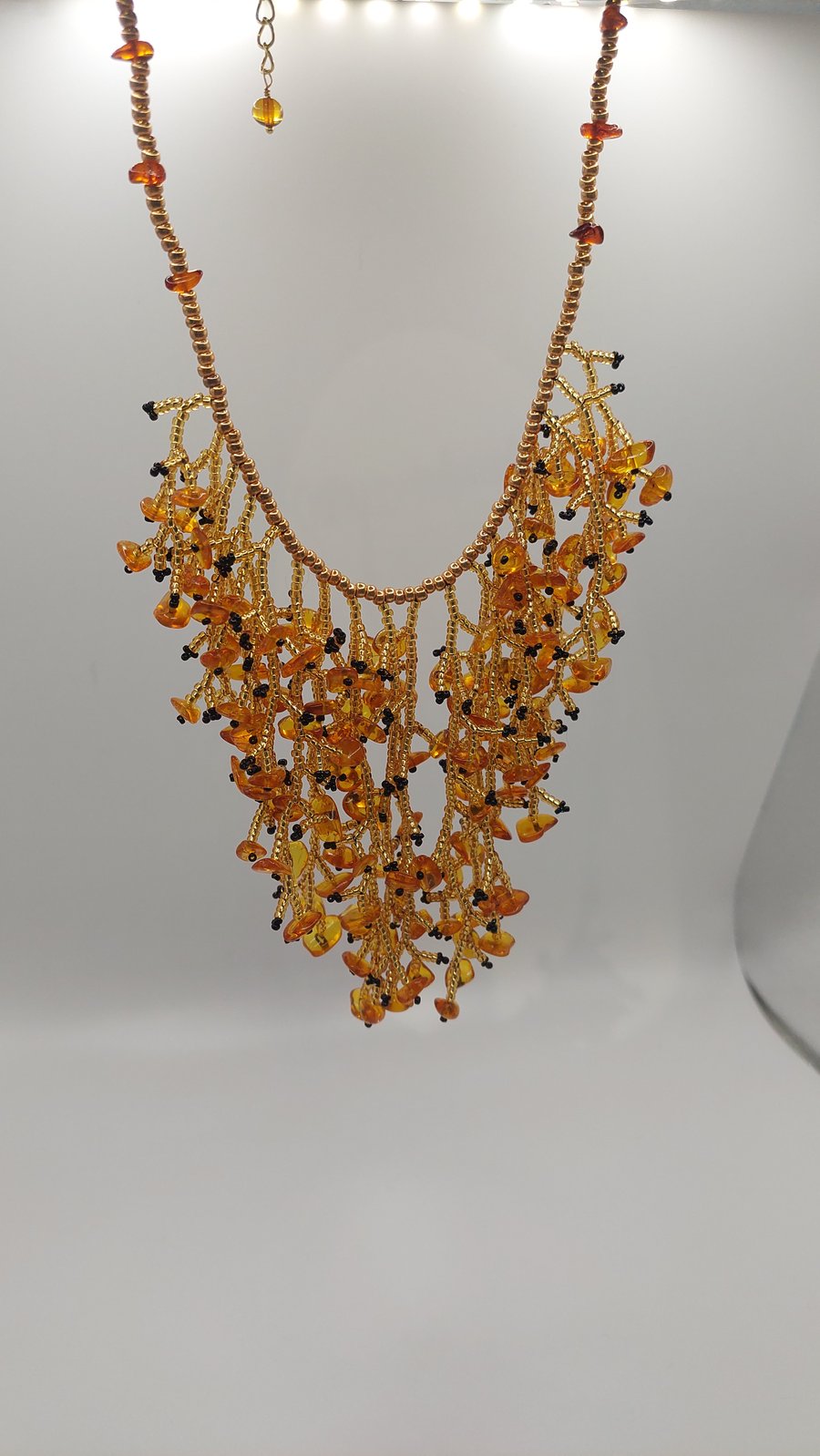 Genuine Amber fringe necklace - Folksy