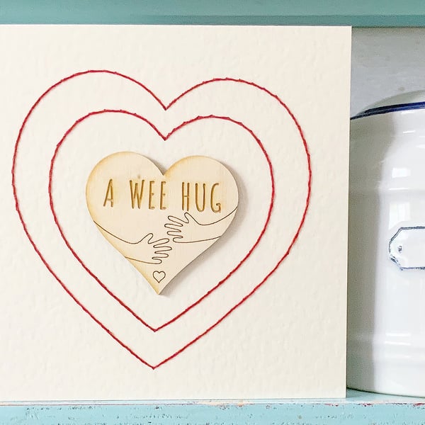 Hug Card. Hand Sewn Card. Love Card. Friendship... - Folksy