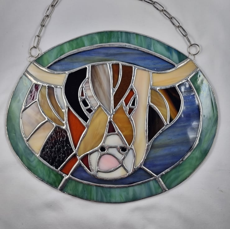 505 Stained Glass Highland Cow - handmade hangi... - Folksy