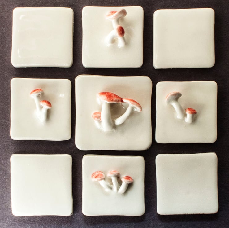 Mini Mushroom Tiles - Set of 9 - Folksy