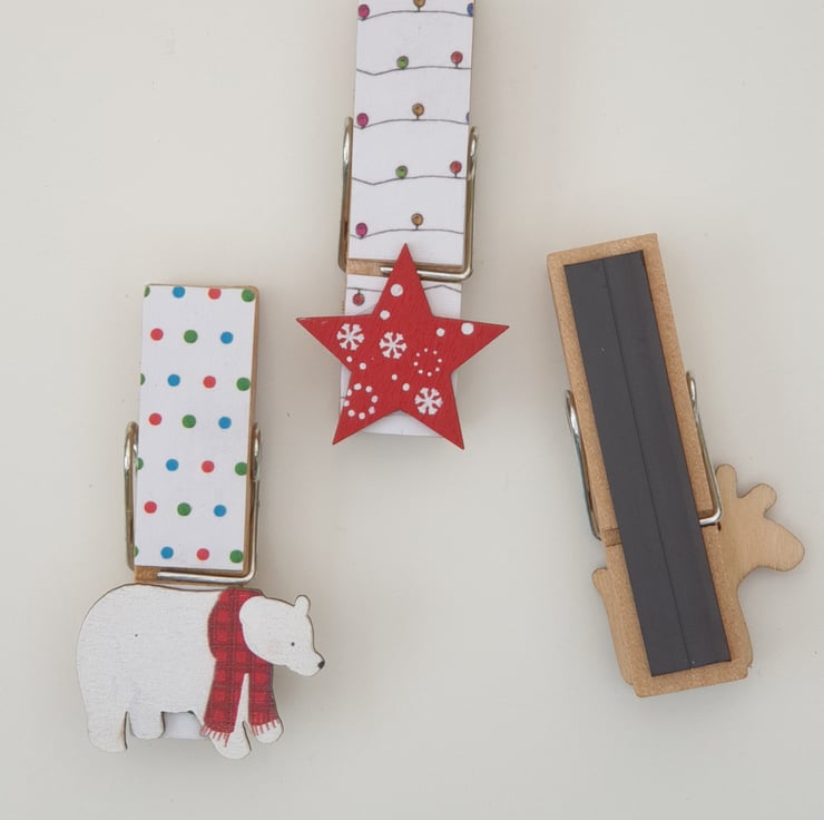 Christmas peg magnets - reindeer, polar bear, C... - Folksy