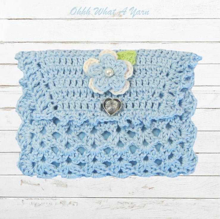 Blue crochet sewing case, sewing kit. - Folksy