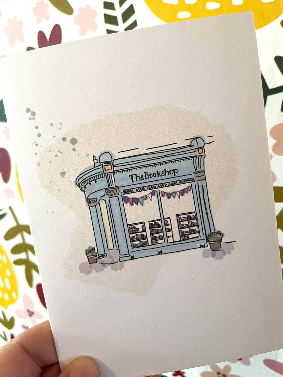 The Bookshop Pretty illustration greeting card - Folksy