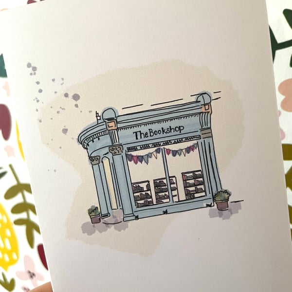 The Bookshop Pretty illustration greeting card - Folksy