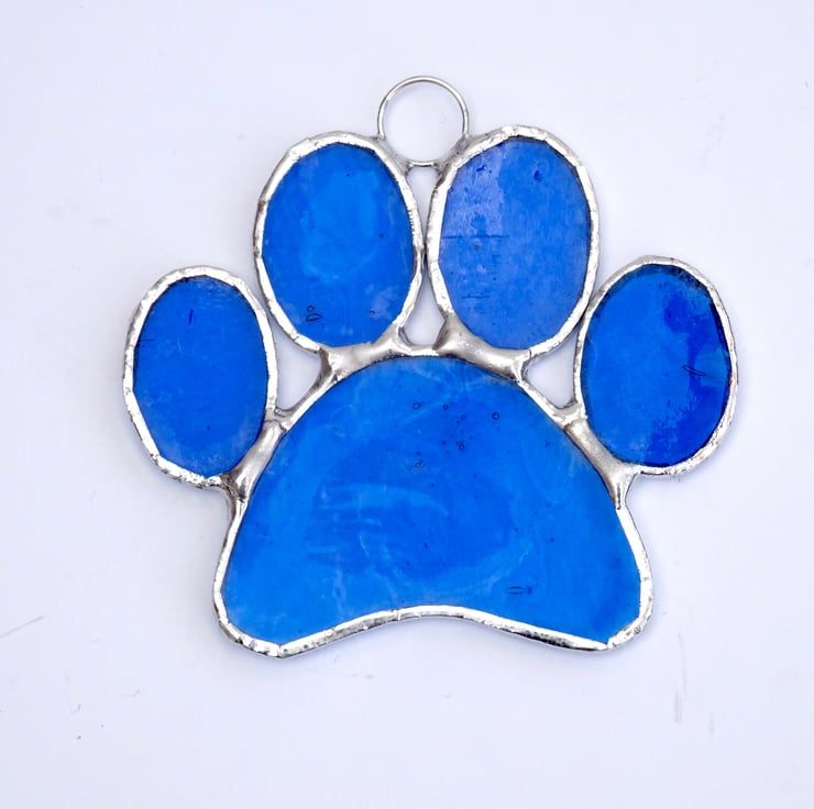 Stained Glass Paw Print Suncatcher - Handmade H... - Folksy