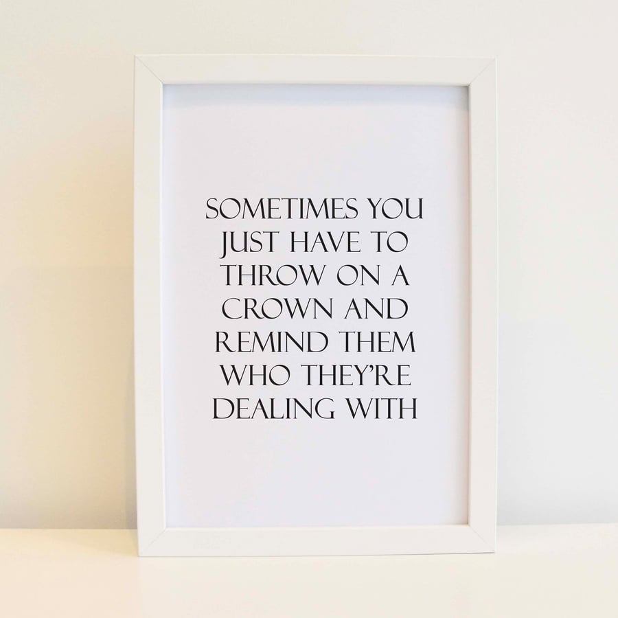 Throw On A Crown Print - Wall Art, Home Decor. ... - Folksy