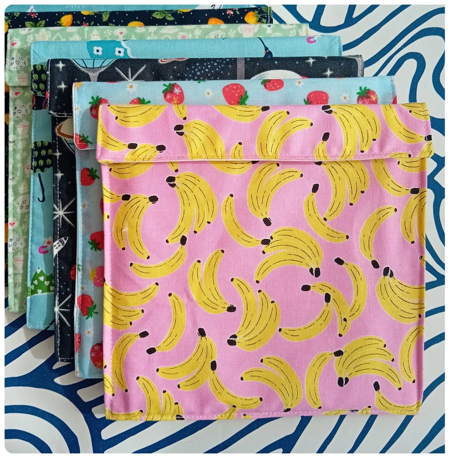 Large SNACK PACK, reusable sandwich bag, sustai... - Folksy