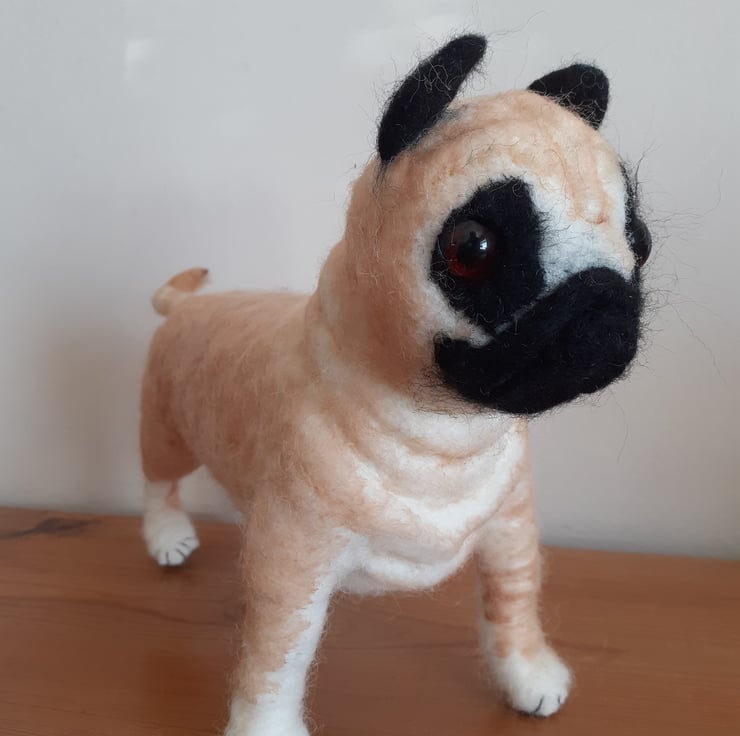 Pug,dog needle felted wool sculpture - Folksy
