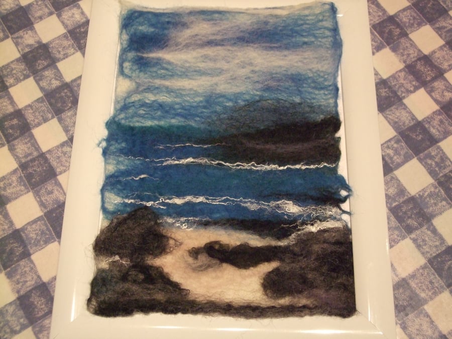 Hand made felt seascape - Folksy