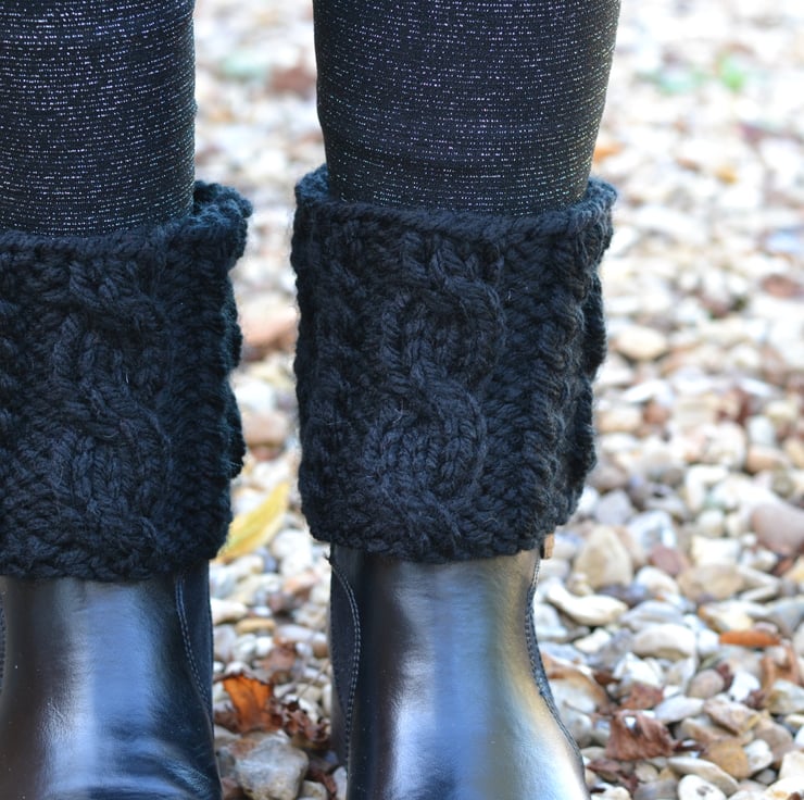 Boot Cuffs, Boot Toppers Super Chunky Black K... - Folksy