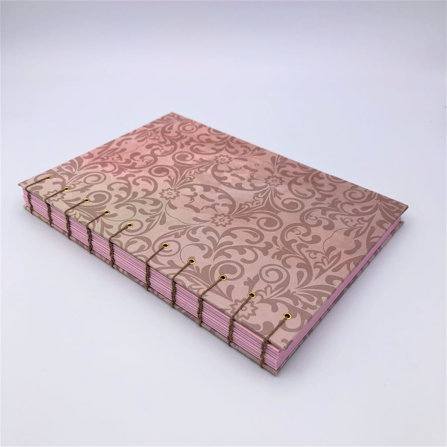 Pink and Lilac paisley A5 notebook - Folksy