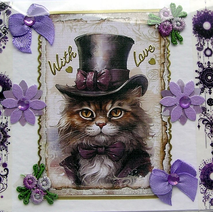 Gentleman Tabby Cat - Hand Crafted Decoupage Gr... - Folksy