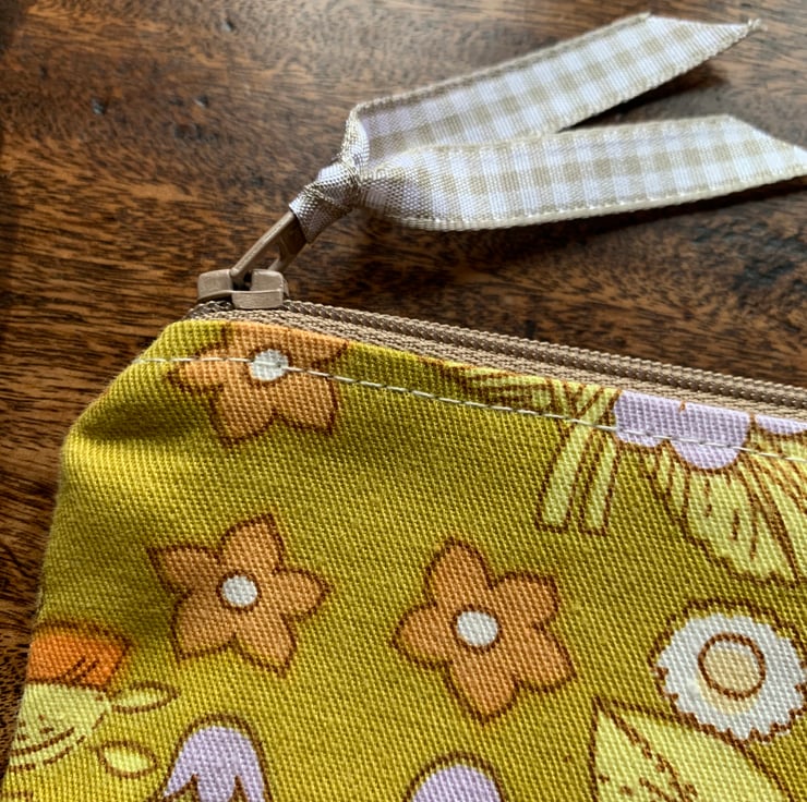 Retro cotton zip pouch - Folksy