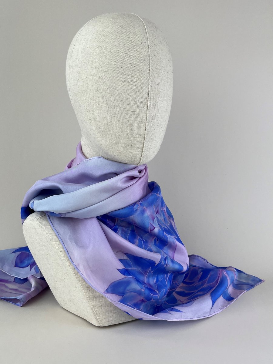 Nesrin in Lilac - handmade silk scarf, with han... - Folksy