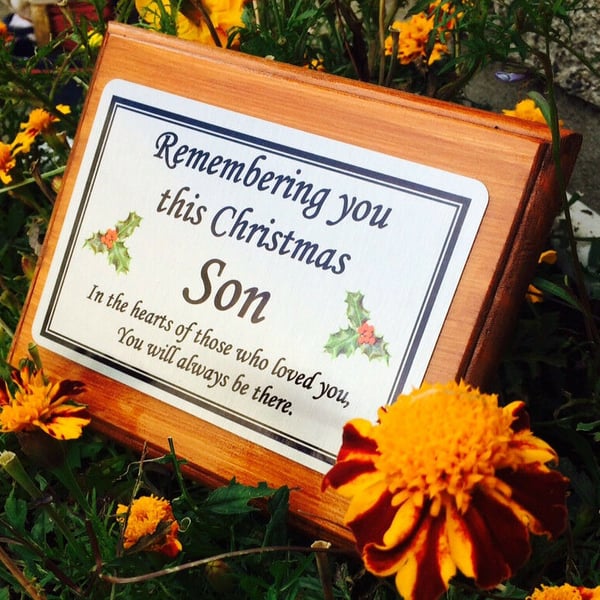 Christmas Solid Wooden Memorial Stake Grave Chr... - Folksy