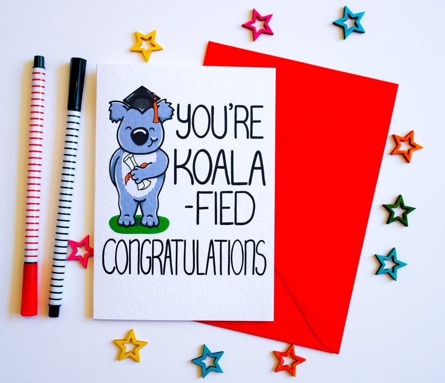 Graduation Card, You're qualified Koala-Fied Co... - Folksy