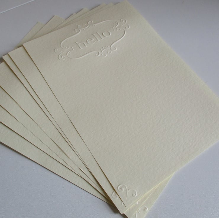 Embossed "HELLO" Writing Paper with ... - Folksy