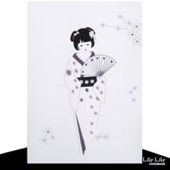 Blank Card - Japanese Geisha Design - Folksy