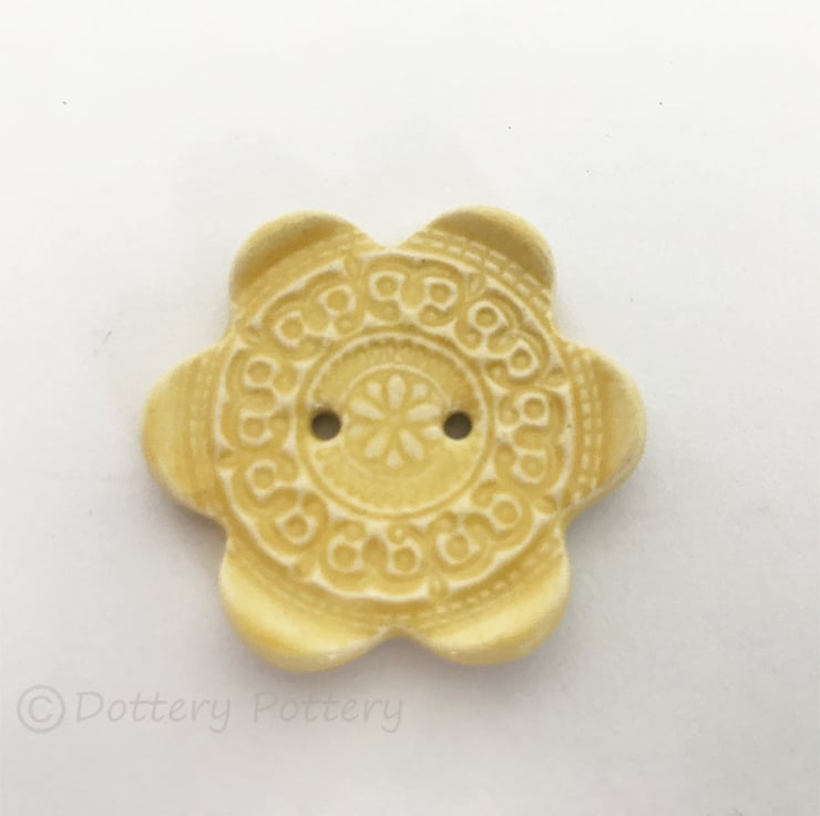 Large ceramic flower shaped button - Folksy