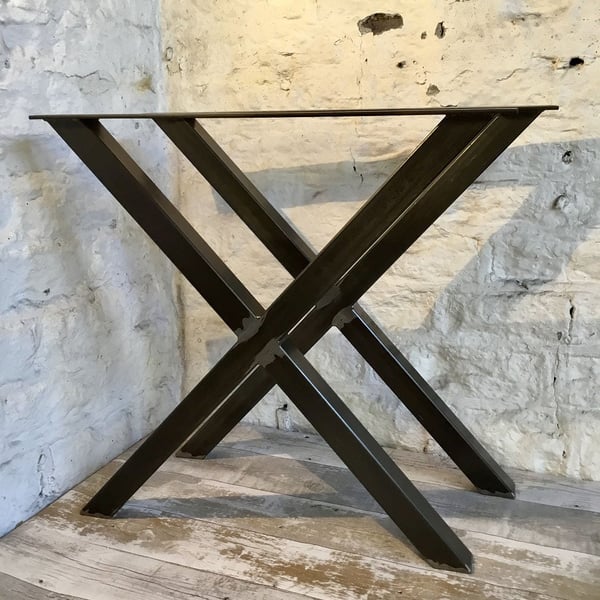 2 Handmade in UK X Frame Raw Steel Metal Large ... - Folksy