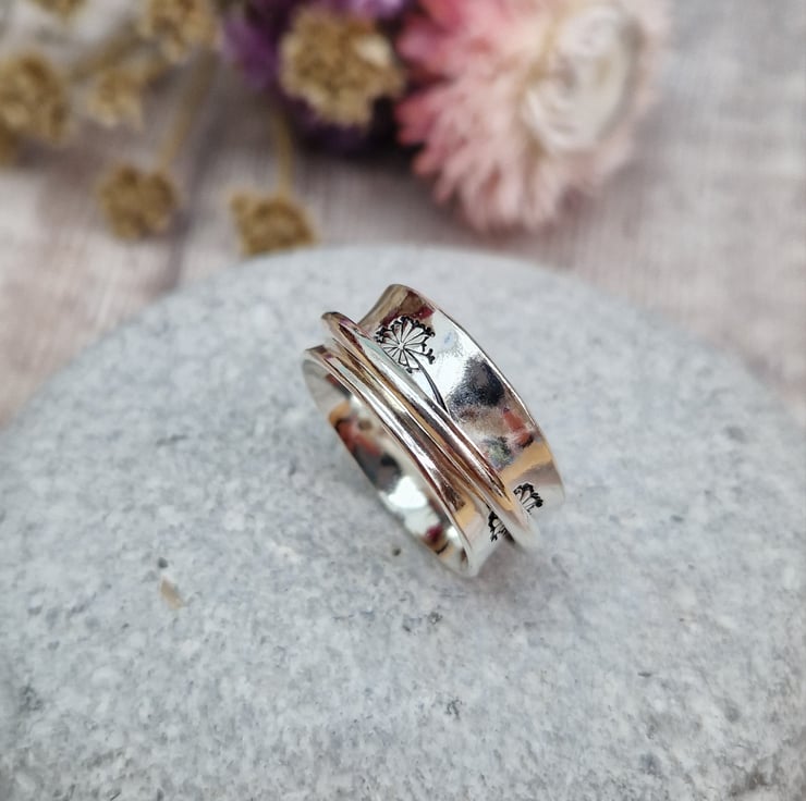 Sterling Silver Dandelion Spinner Ring.. - Size... - Folksy