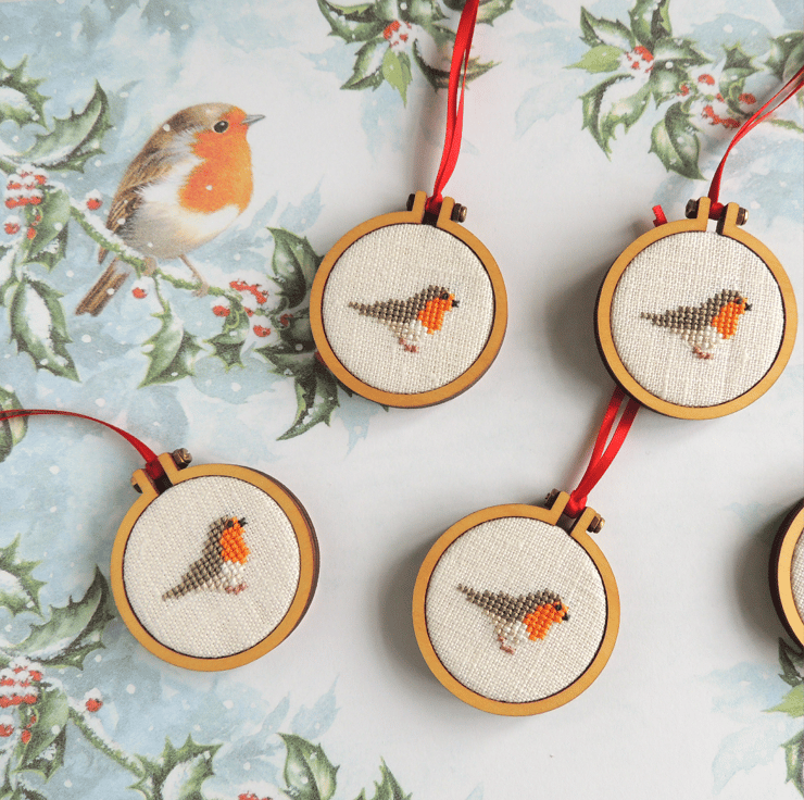 Robin tree decoration - hand embroidered robin ... - Folksy