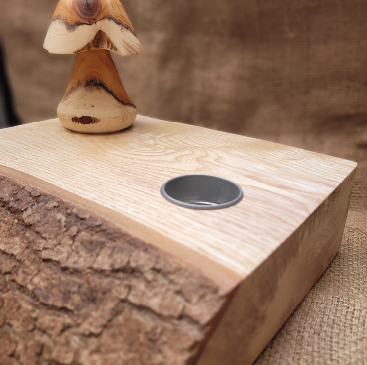 Toadstool teal light holder on elm - Folksy