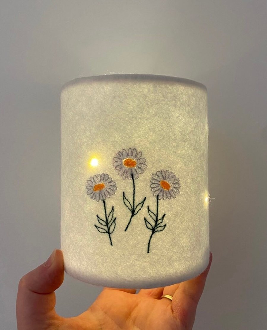 Embroidered Daisy Lantern - Folksy