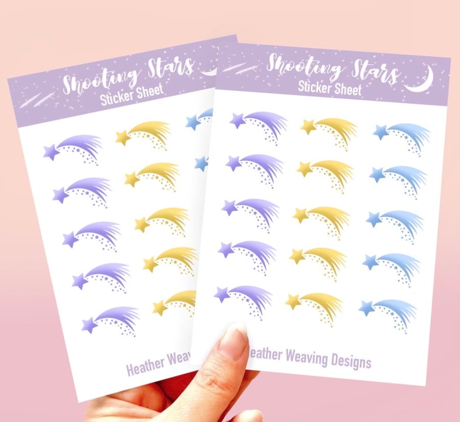 Shooting Star Planner Sticker Sheets - Folksy